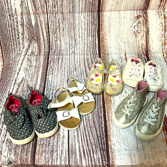 Shoes | Shoe Bundle Toddler Girl Sz 45 Polka Dot Slip On High Top Jelly ...